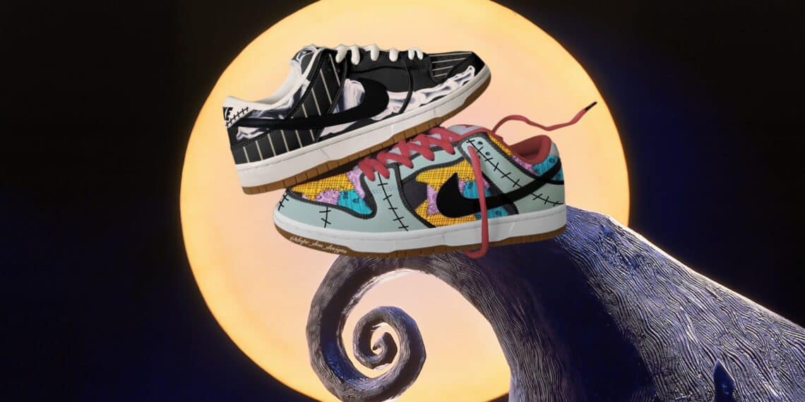 The Nightmare Before Christmas Jack & Sally x Nike SB Dunk Low Sneakers ...