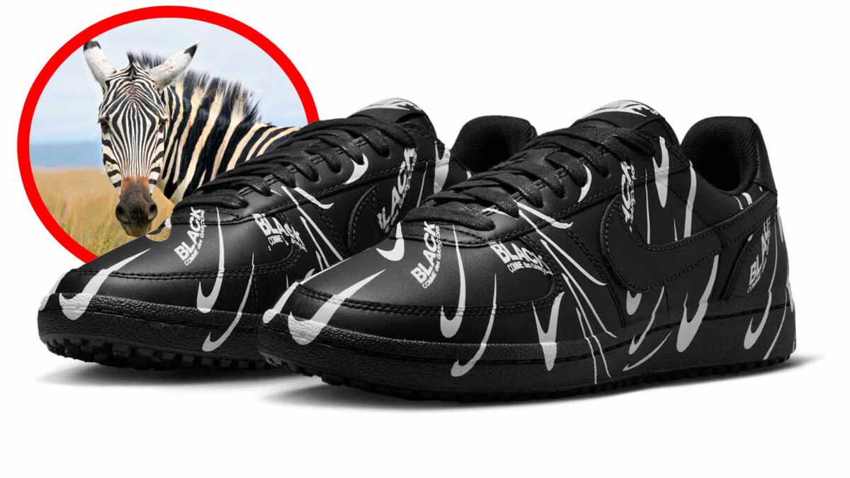 The COMME des GARÇONS BLACK x Nike Field General 82 Is Covered In Branding